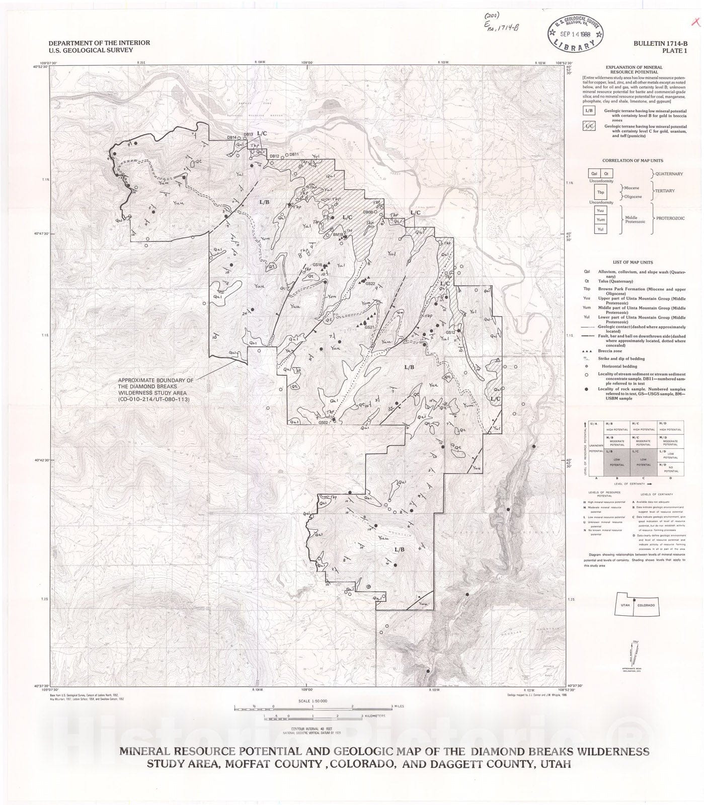 Map : Mineral resources of the Diamond Breaks Wilderness Study Area, M ...