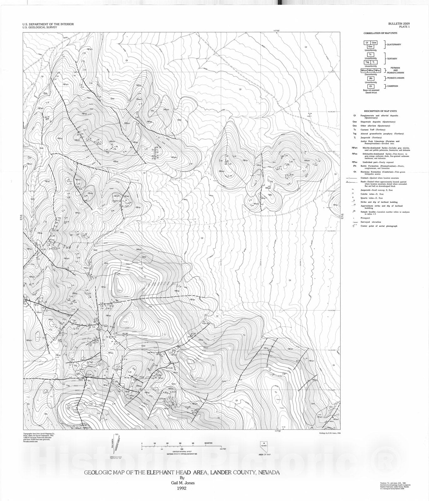 Map : Geochemistry and geology of gold in jasperoid, Elephant Head are ...