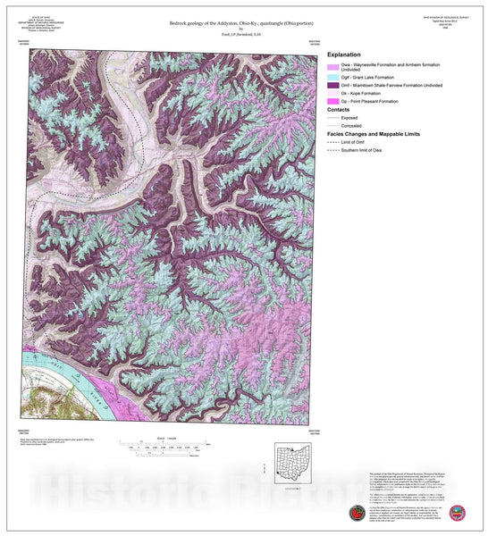 Map : Bedrock geology of the Addyston, Ohio-Ky., quadrangle, 1996 Cart ...