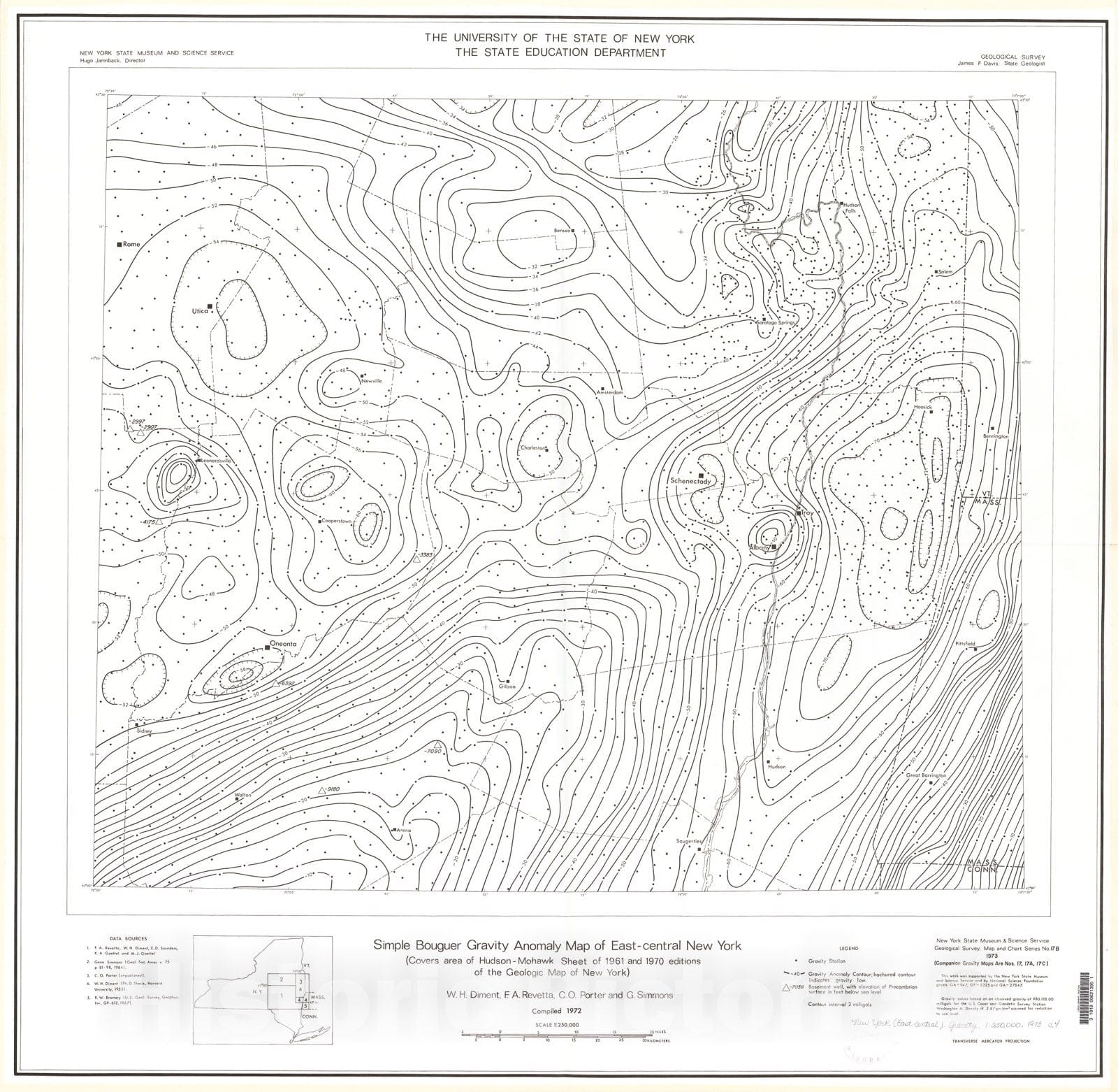 Map : Simple Bouguer Gravity Anomaly Map of East - Central New York, 1 ...