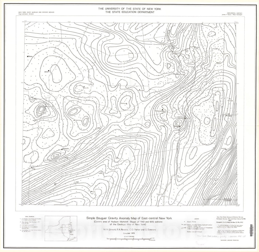 Map : Simple Bouguer Gravity Anomaly Map of East - Central New York, 1 ...