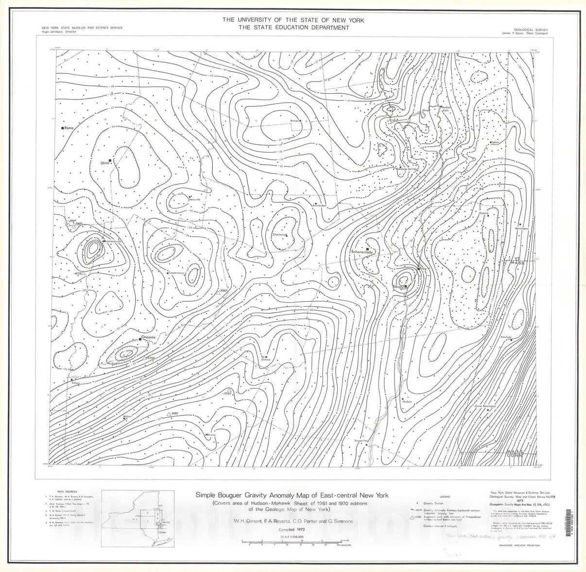 Map : Simple Bouguer Gravity Anomaly Map of East - Central New York, 1 ...