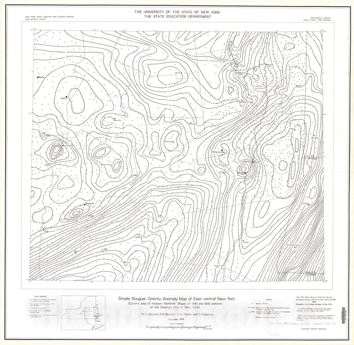 Map : Simple Bouguer Gravity Anomaly Map of East - Central New York, 1 ...