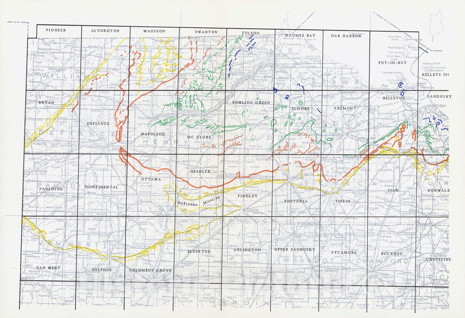 Map : The beach ridges of northern Ohio, 1959 Cartography Wall Art ...