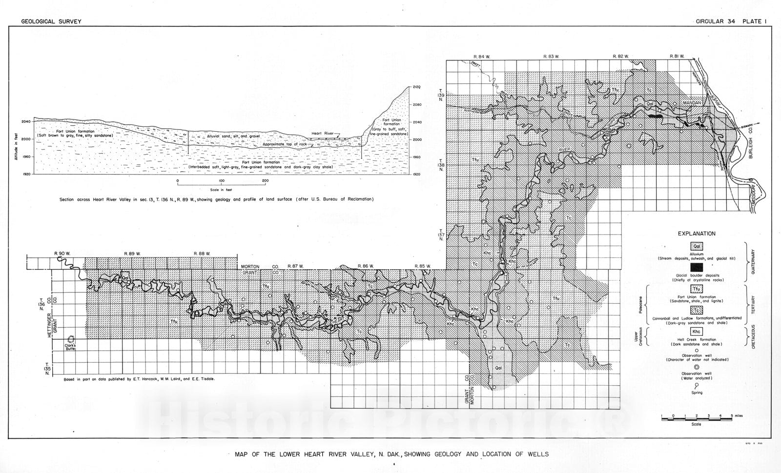 Map : Geology and ground-water hydrology of the Heart River irrigation ...