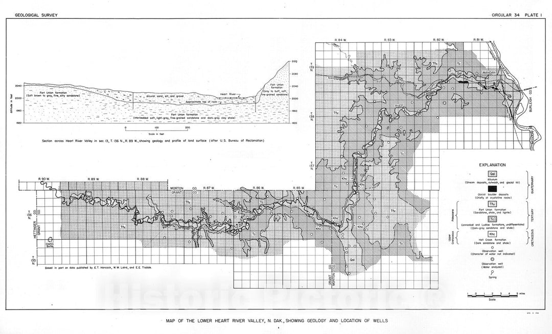 Map : Geology and ground-water hydrology of the Heart River irrigation ...