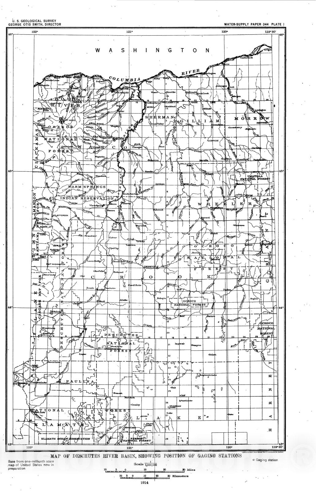 Map : Deschutes River, Oregon and its utilization, 1914 Cartography Wa ...
