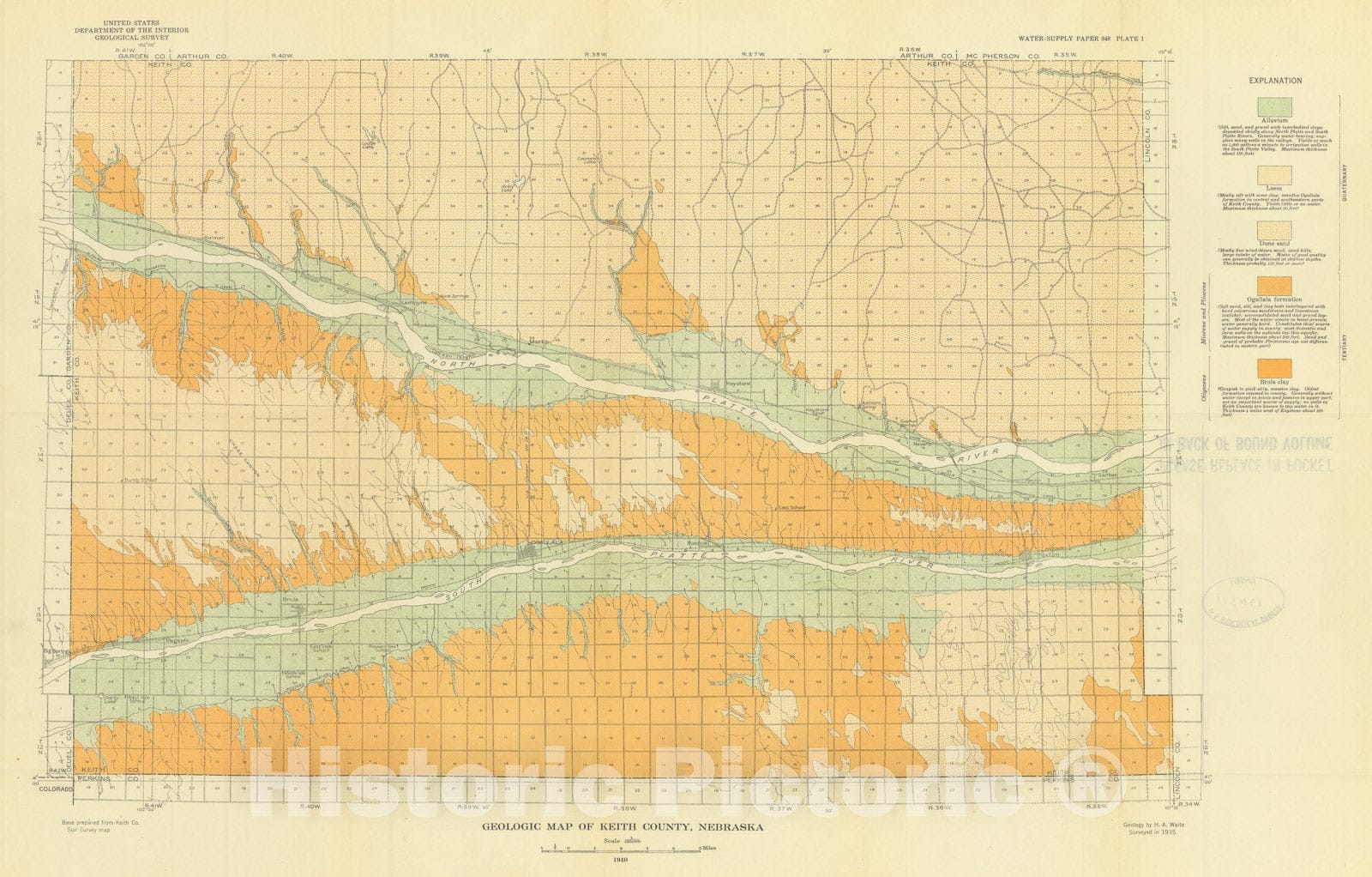 Map : Ground water in Keith County, Nebraska, 1941 Cartography Wall Ar ...