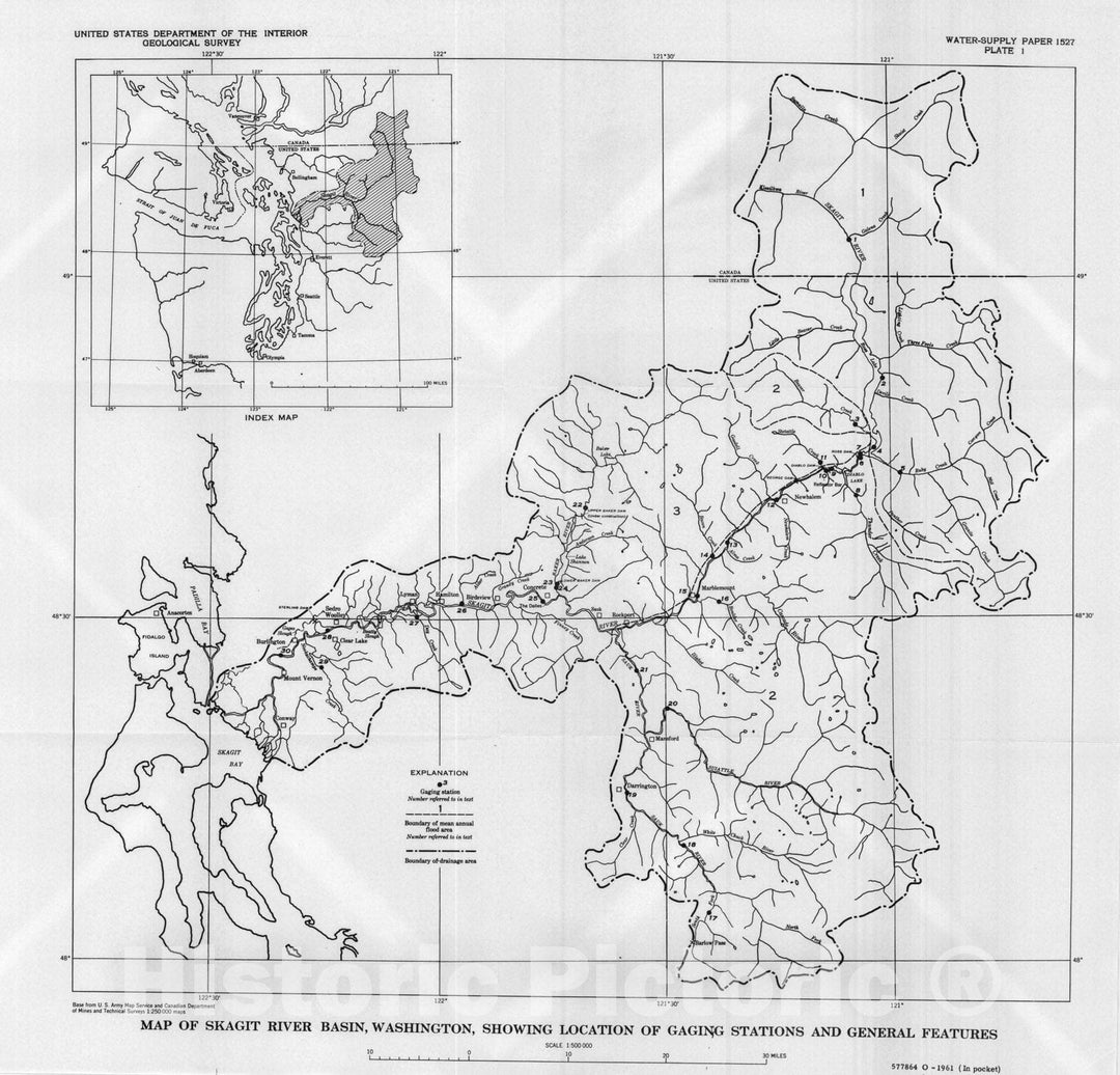 Map : Floods in the Skagit River basin, 1961 Cartography Wall Art ...