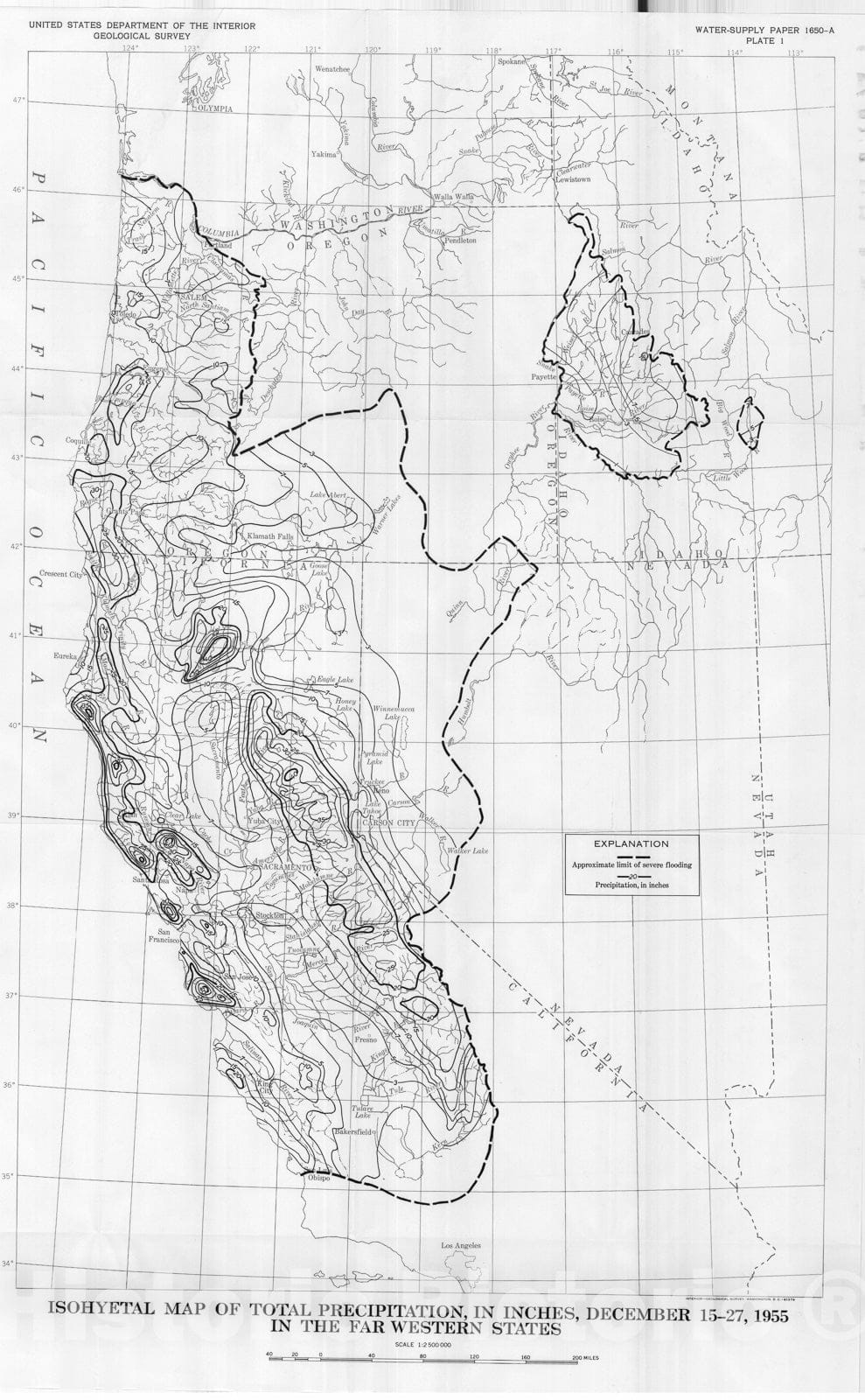 Map : Floods of December 1955 - January 1956 in the far western states ...
