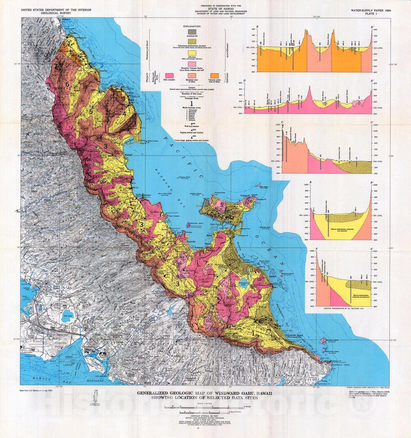 Map : Water resources of windward Oahu, Hawaii, 1969 Cartography Wall ...