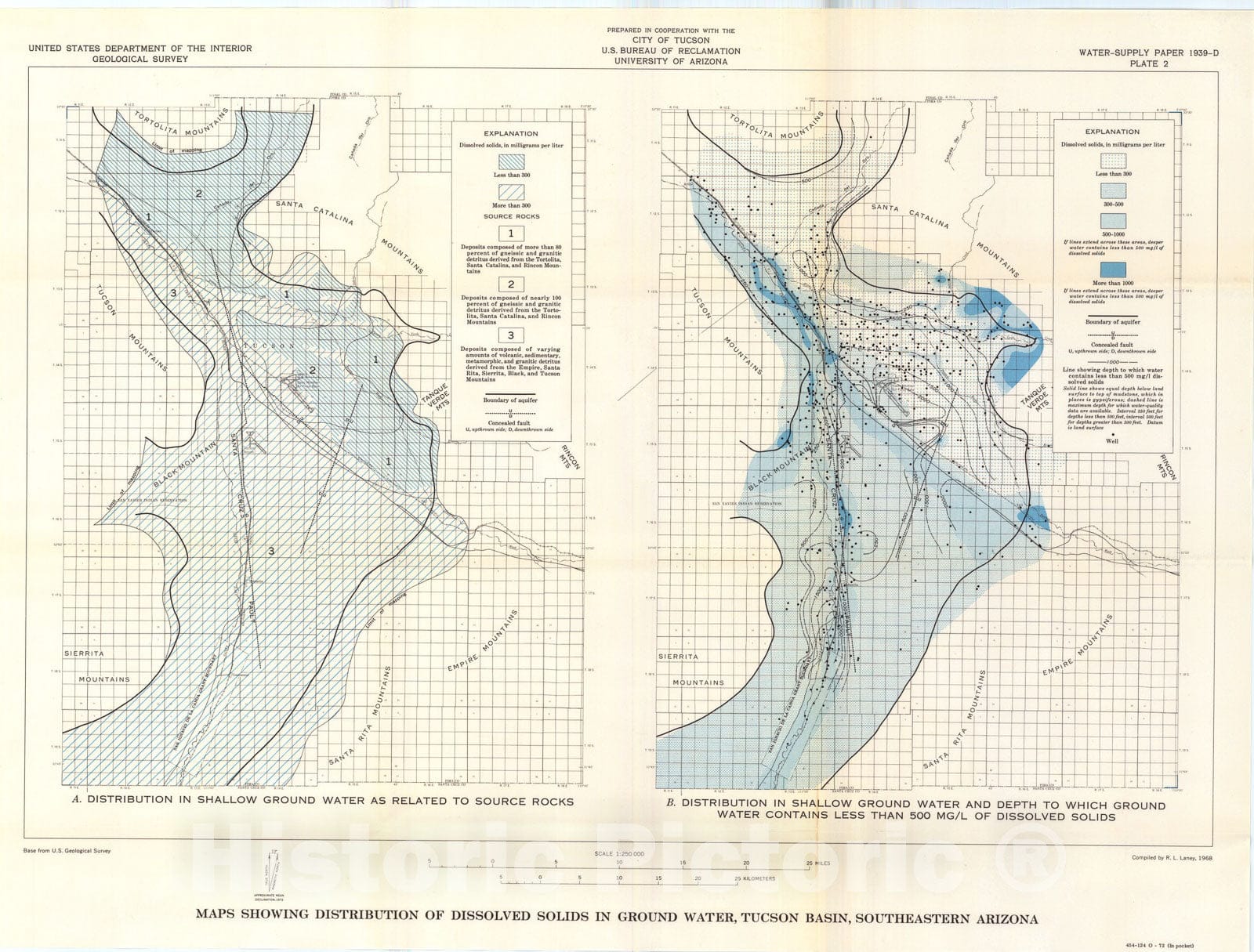 Map : Chemical quality of the water in the Tucson basin, Arizona, 1972 ...