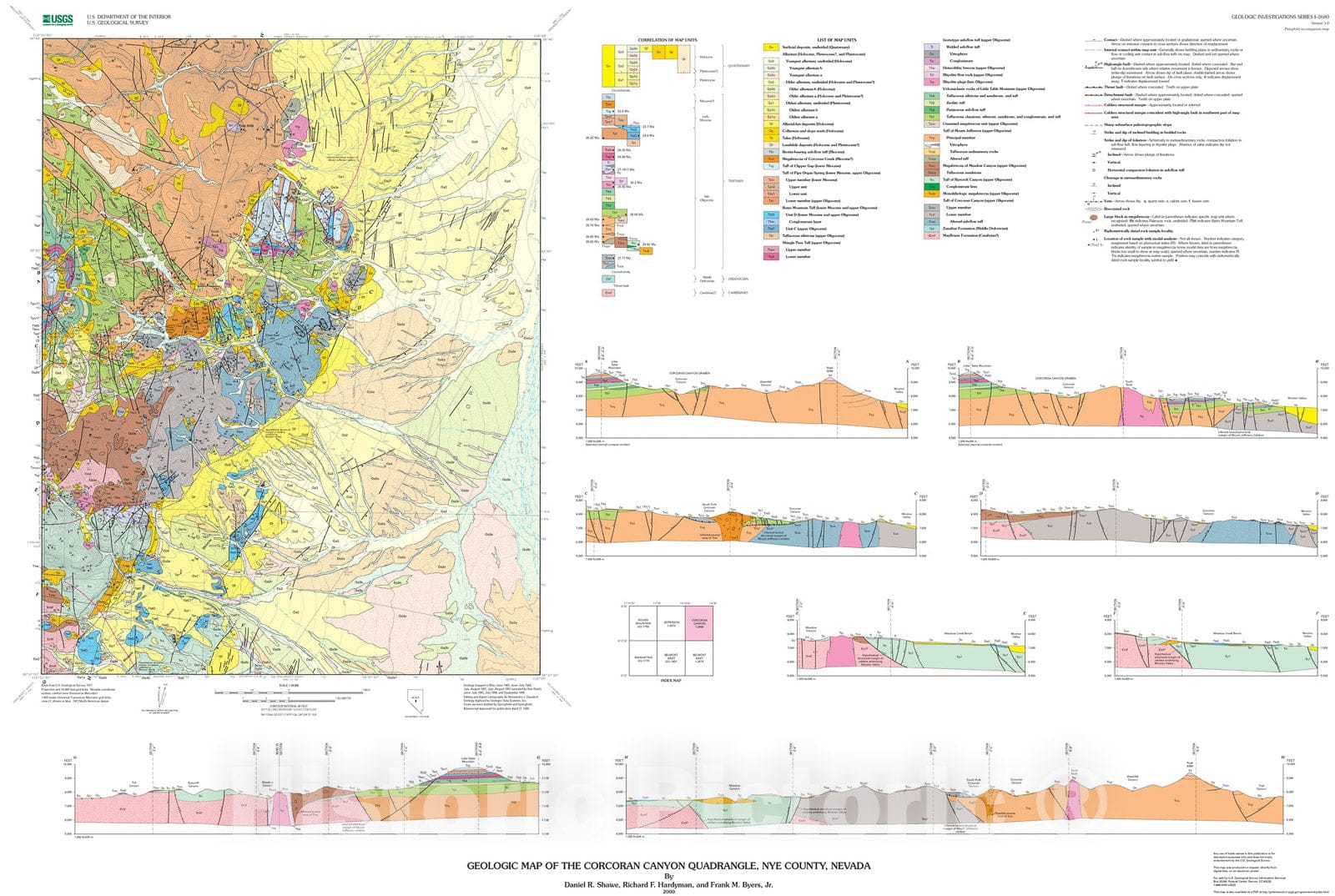 Map : Geologic map of the Corcoran Canyon quadrangle, Nye County, Neva ...