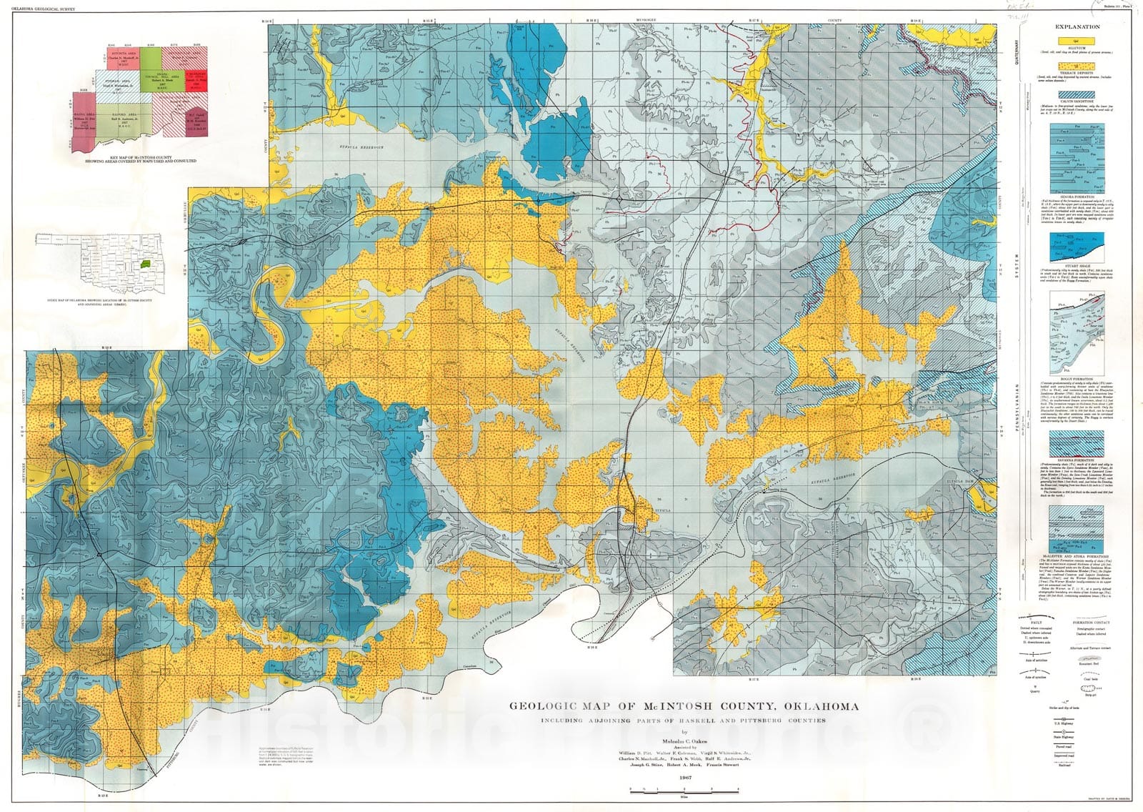 Map : Plate 1. Geologic map of McIntosh County, Oklahoma, 1967 Cartogr ...