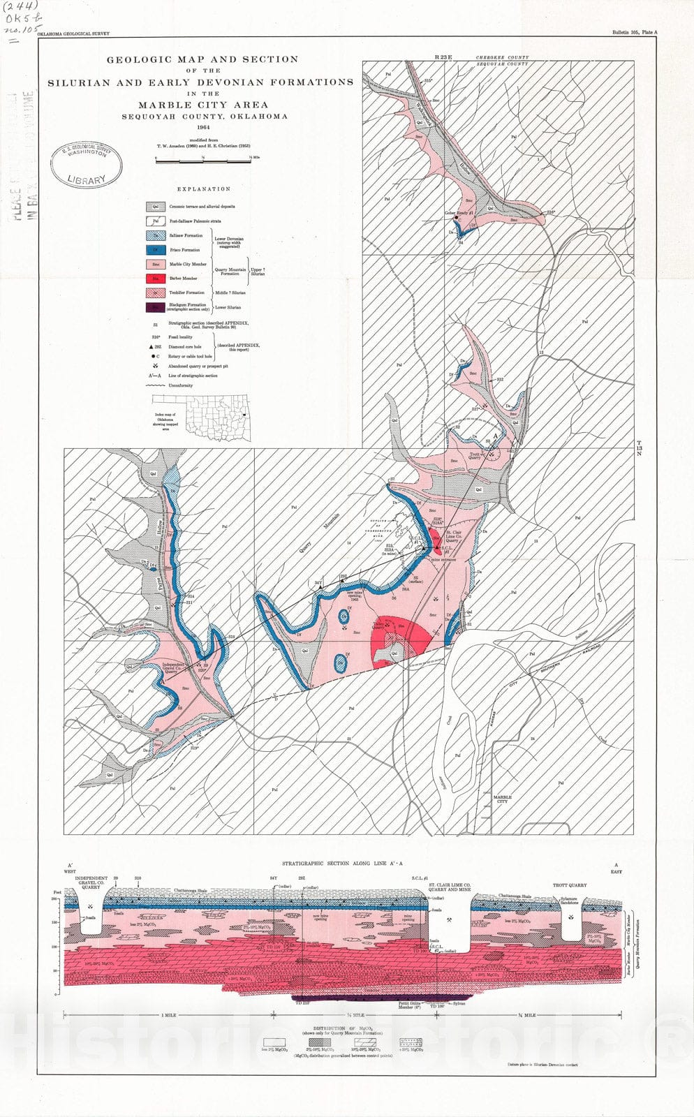 Map : Plate A. Geologic map and section of the Silurian and early Devo ...