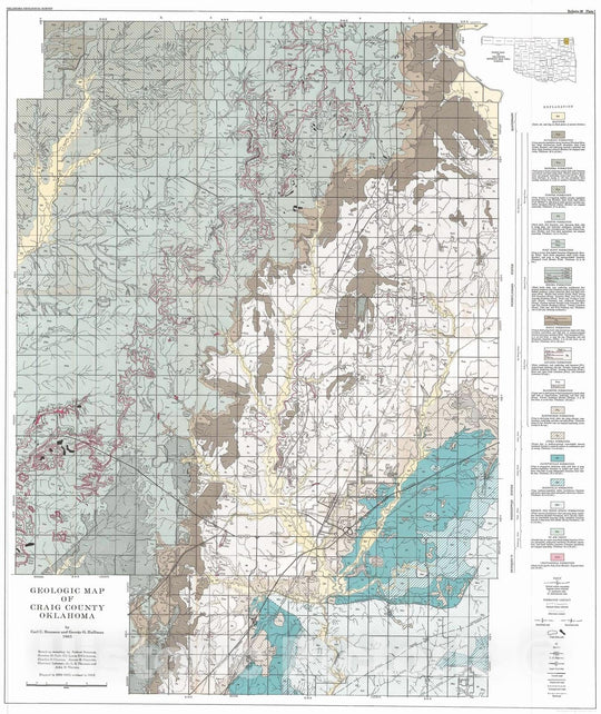 Map : Plate 1. Geologic map of Craig County, Oklahoma, 1965 Cartograph ...