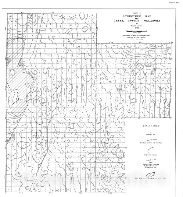 Map : Panel 1B. Structure map of Creek County, Oklahoma, 1959 Cartogra ...