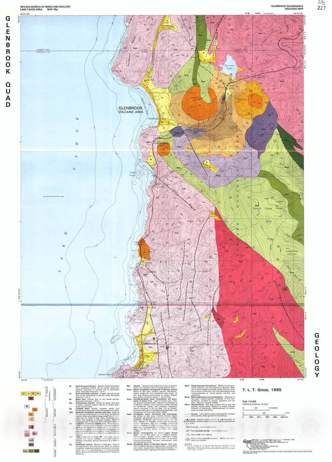 Map : Glenbrook Quadrangle, Geologic Map, 1985 Cartography Wall Art ...