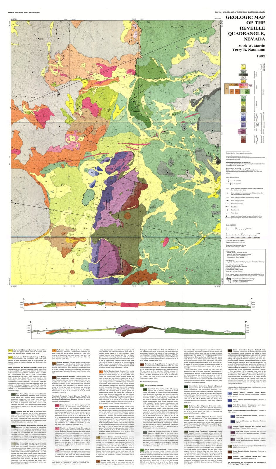 Map : Geological Map of the Reveille Quadrangle, Nevada, 1995 Cartogra – Historic Pictoric