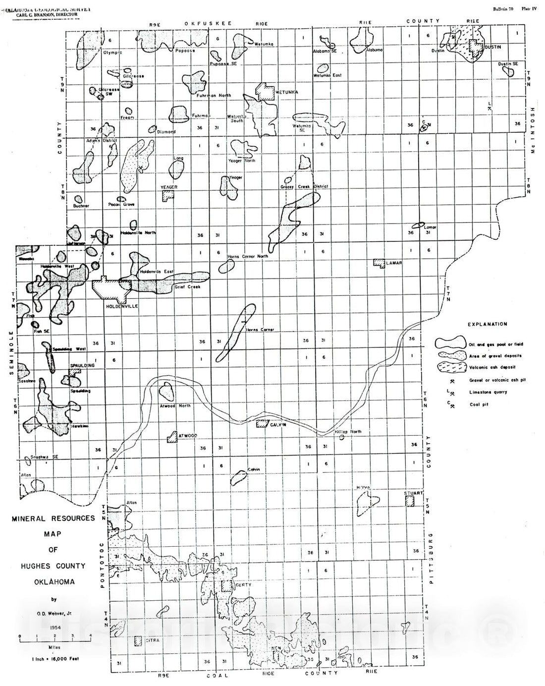 Map : Plate 4. Mineral resources map of Hughes County, Oklahoma, 1954 ...