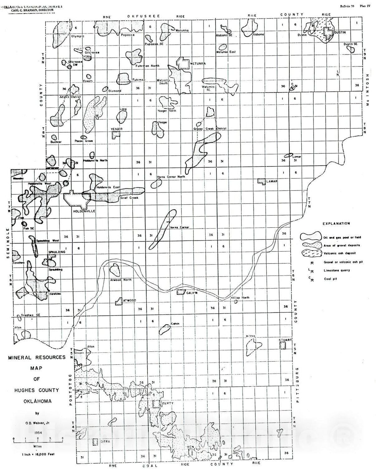 Map : Plate 4. Mineral resources map of Hughes County, Oklahoma, 1954 ...