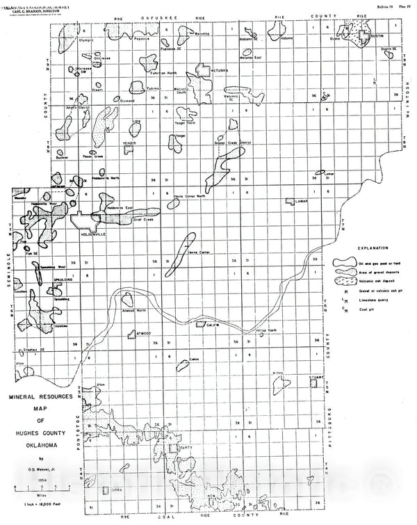 Map : Plate 4. Mineral resources map of Hughes County, Oklahoma, 1954 ...