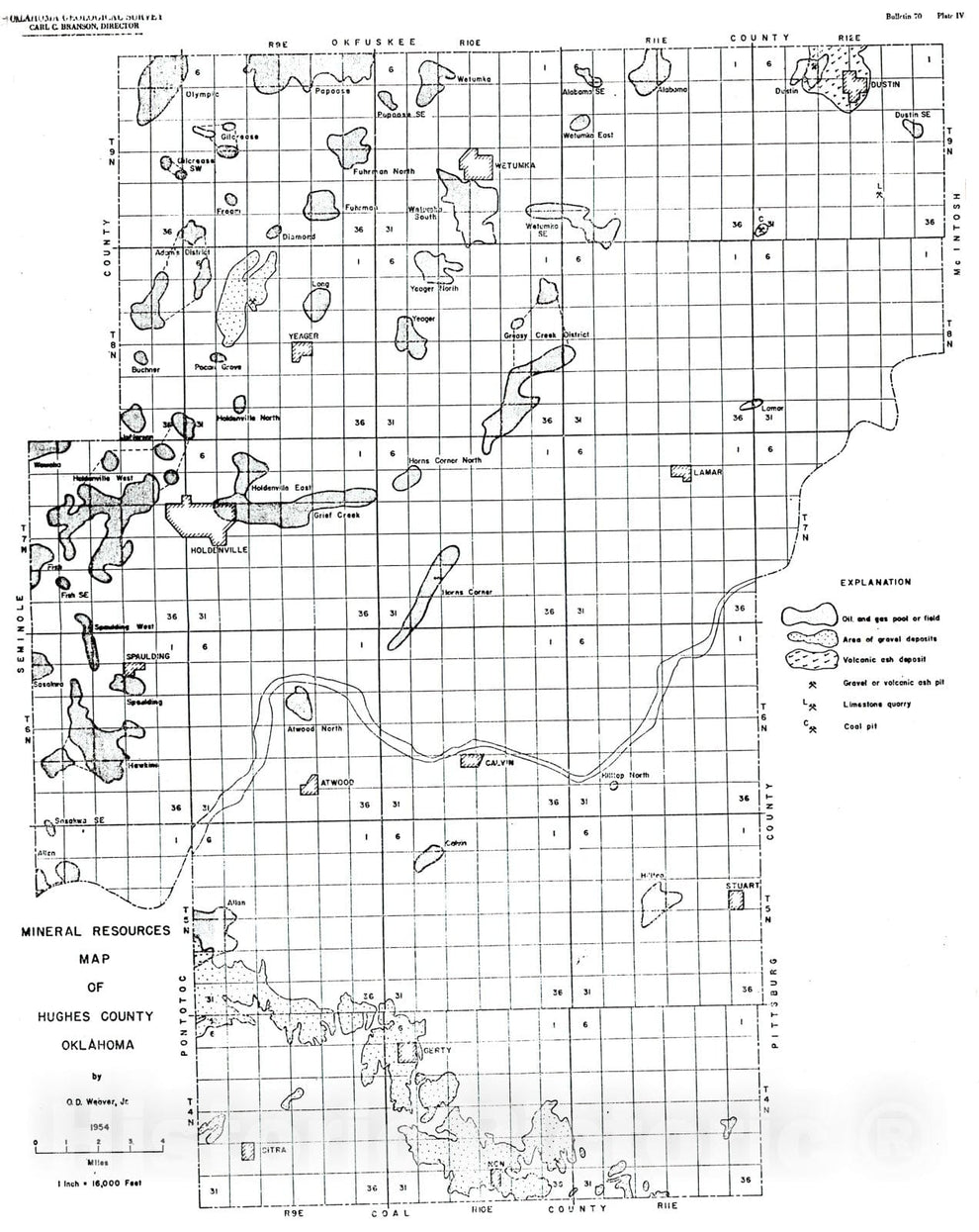 Map : Plate 4. Mineral resources map of Hughes County, Oklahoma, 1954 ...