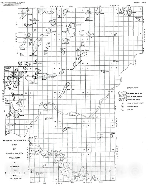 Map : Plate 4. Mineral resources map of Hughes County, Oklahoma, 1954 ...
