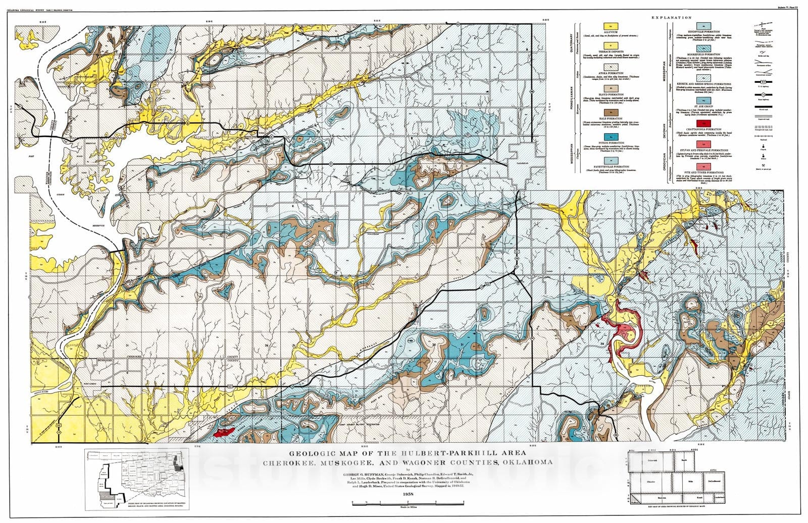Map : Plate 3. Geologic map of the Hulbert-Parkhill area Cherokee, Mus ...