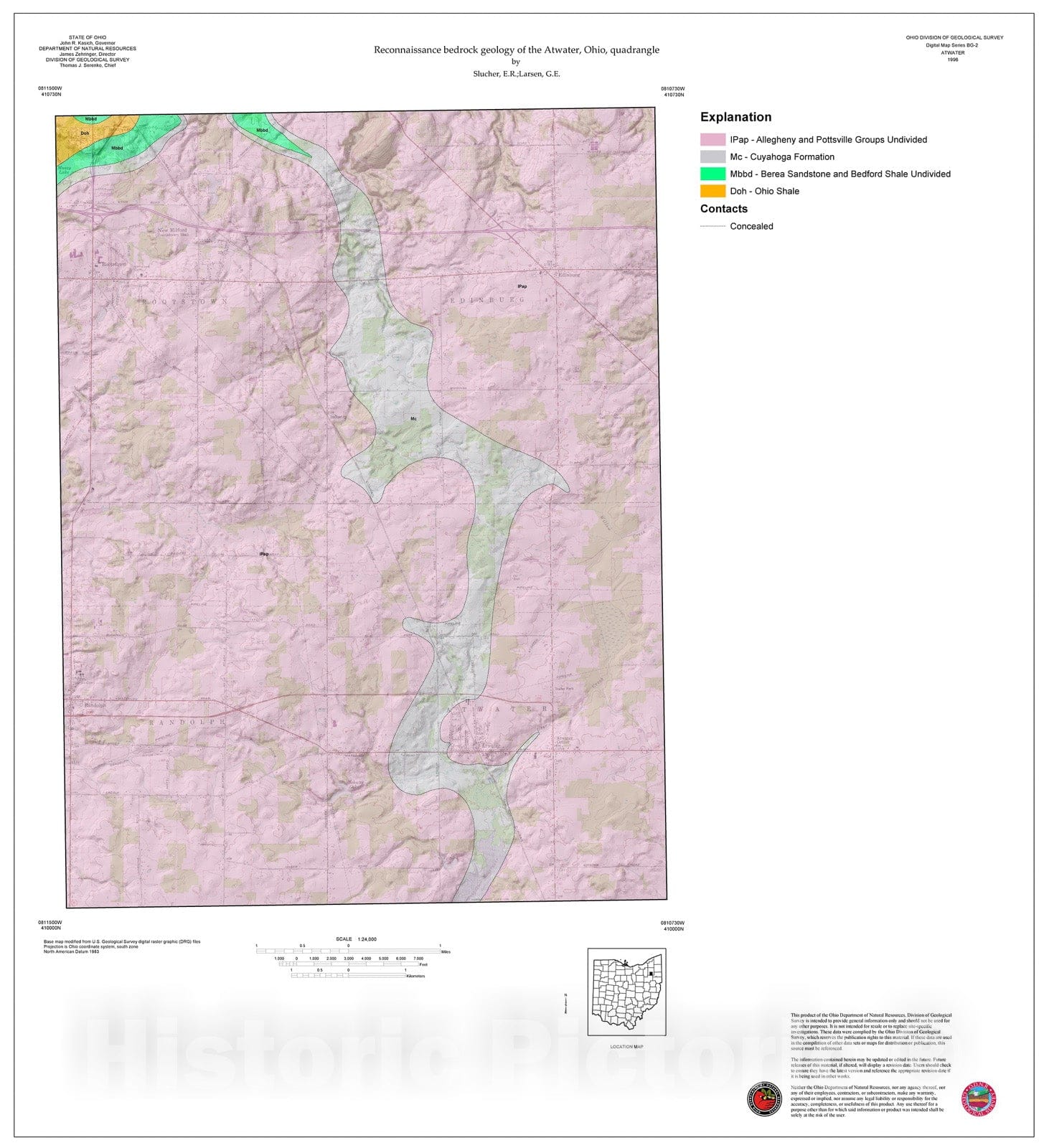 Map : Reconnaissance bedrock geology of the Atwater, Ohio, quadrangle ...