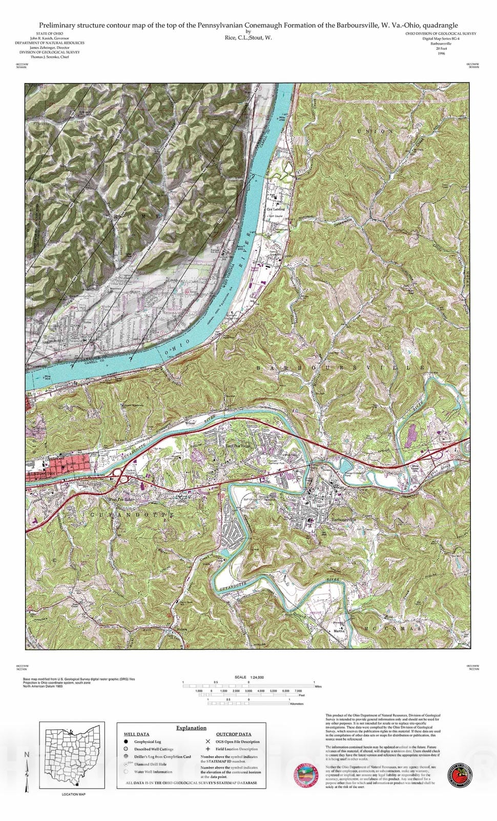 Map : Preliminary structure contour map of the top of the Pennsylvania ...