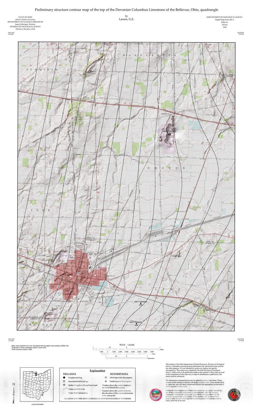 Map : Preliminary structure contour map of the top of the Devonian Col ...