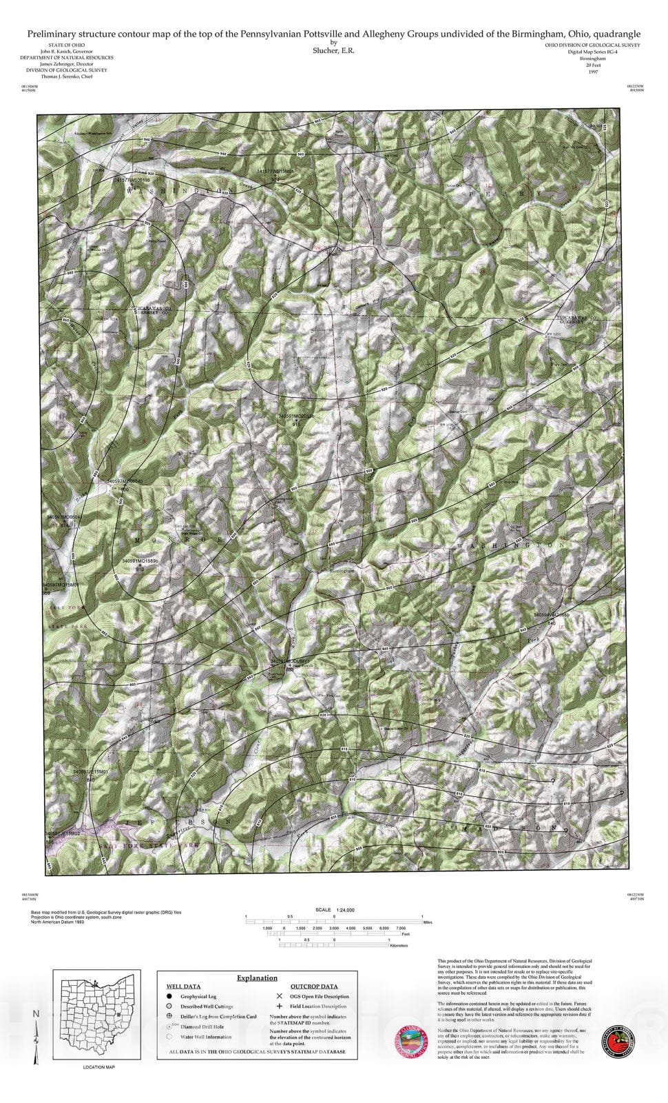 Map : Preliminary structure contour map of the top of the Pennsylvania ...
