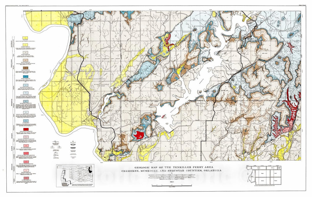 Map : Plate 4. Geologic map of the Tenkiller Ferry area, Cherokee, Mus ...