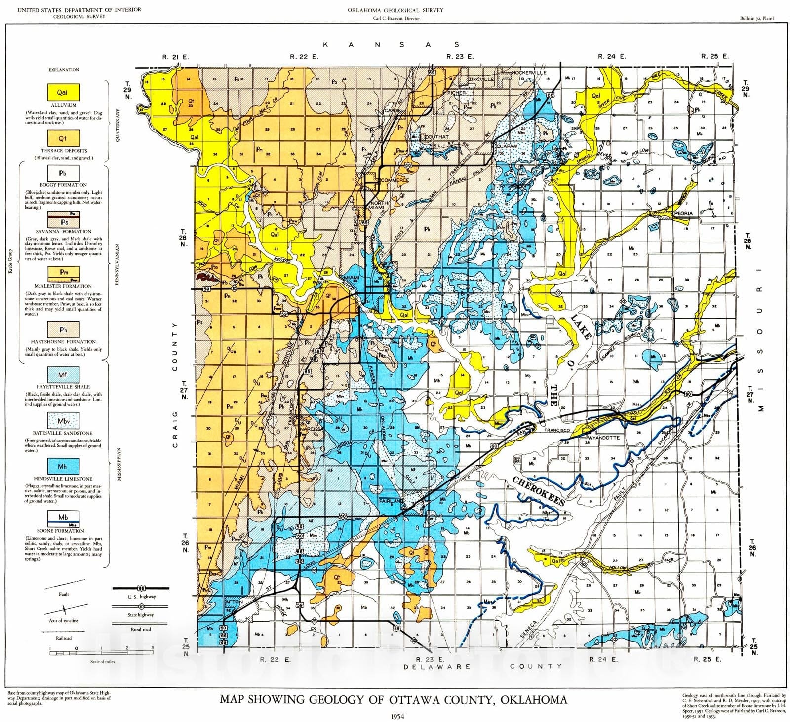 Map : Map showing geology of Ottawa County, Oklahoma, 1955 Cartography ...
