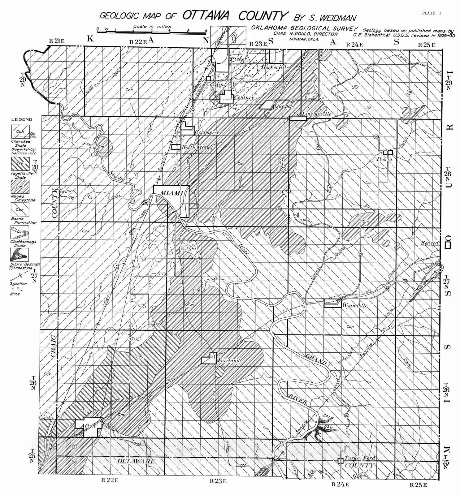 Map : Plate 1. Geologic map of Ottawa County, 1932 Cartography Wall Ar ...