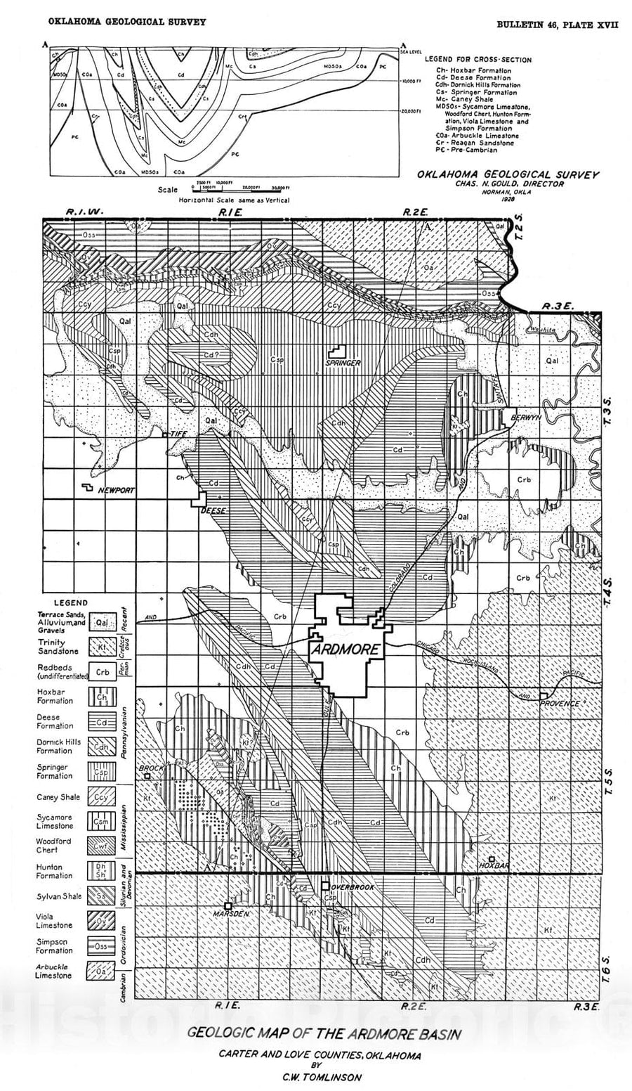 Map : Plate 17. Geologic map of the Ardmore Basin, 1929 Cartography Wa ...