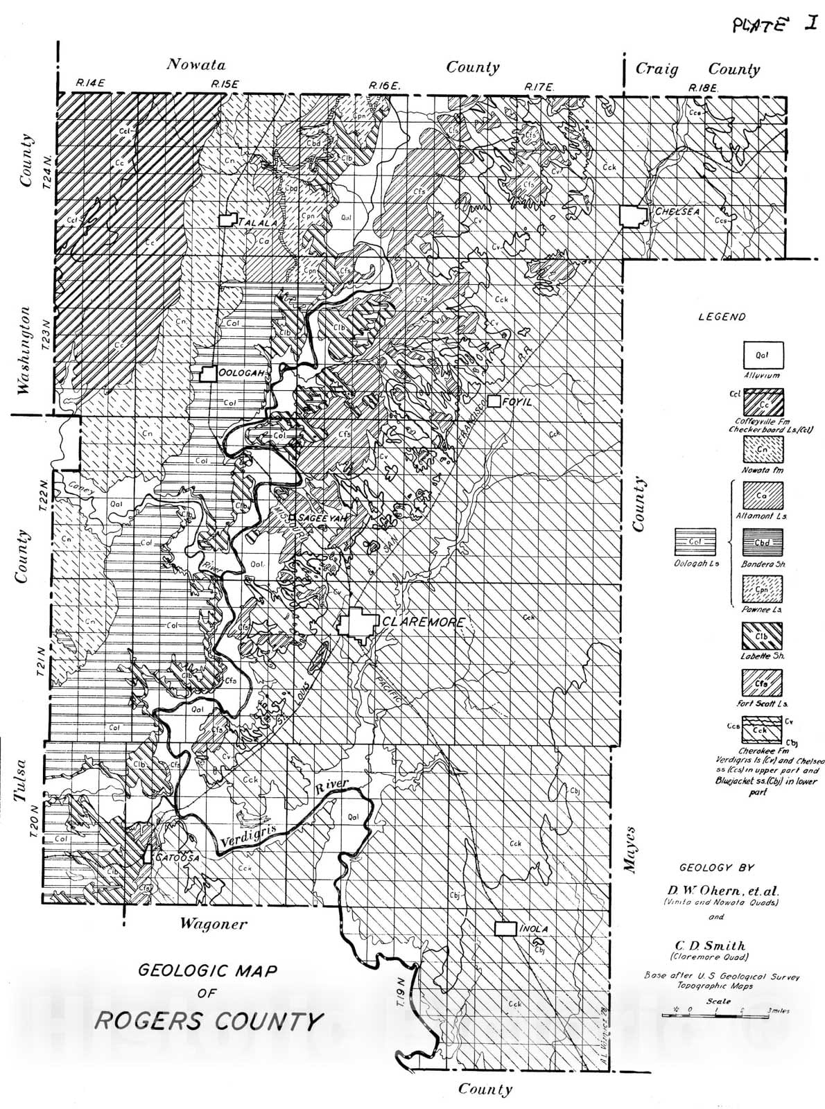 Map : Plate 26. Geologic map of Rogers County, 1930 Cartography Wall A ...