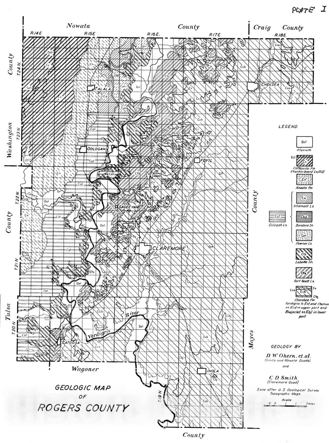 Map : Plate 26. Geologic map of Rogers County, 1930 Cartography Wall A ...