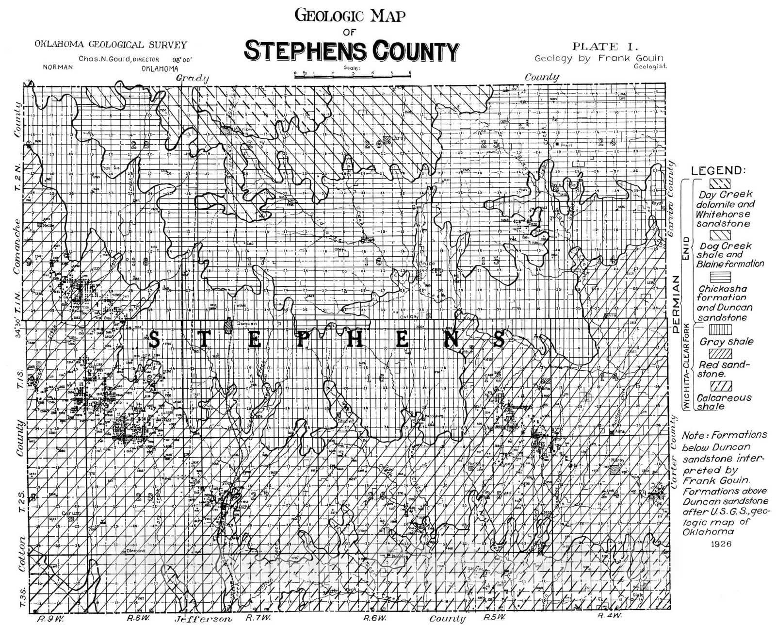 Map : Plate 6. Geologic map of Stephens County., 1926 Cartography Wall ...