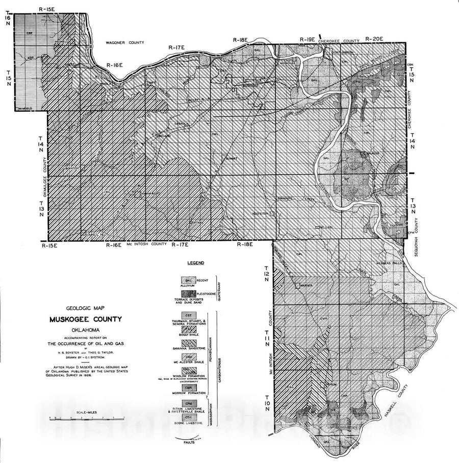 Map : Muskogee County, 1928 Cartography Wall Art : – Historic Pictoric