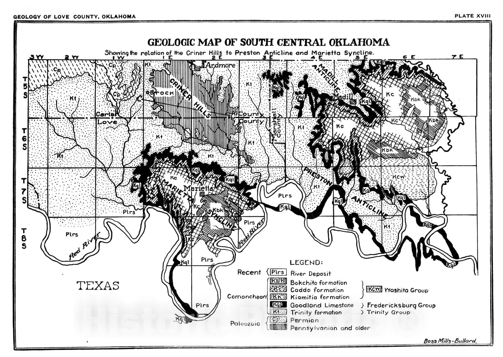 Map : Plate 18. Geologic map of south central Oklahoma, 1925 Cartograp ...