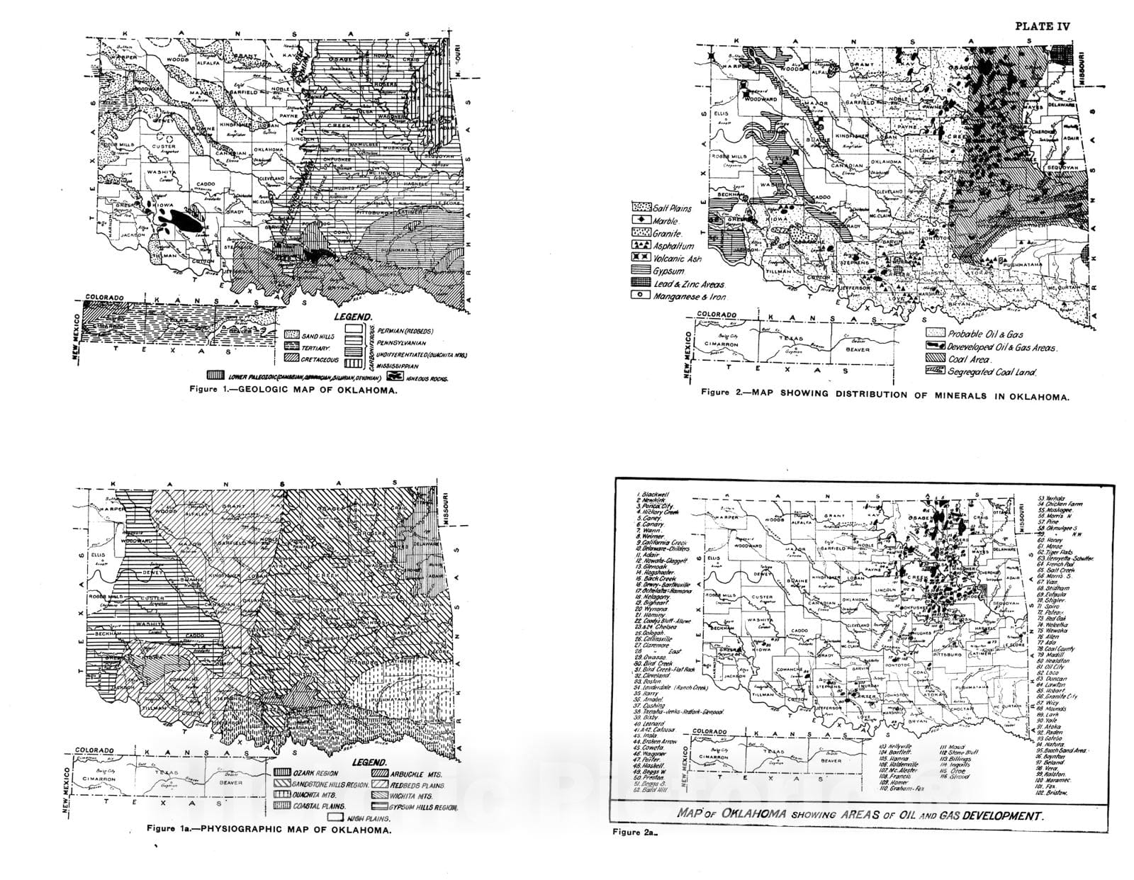 Map : Geologic map of Oklahoma, 1915 Cartography Wall Art : – Historic ...