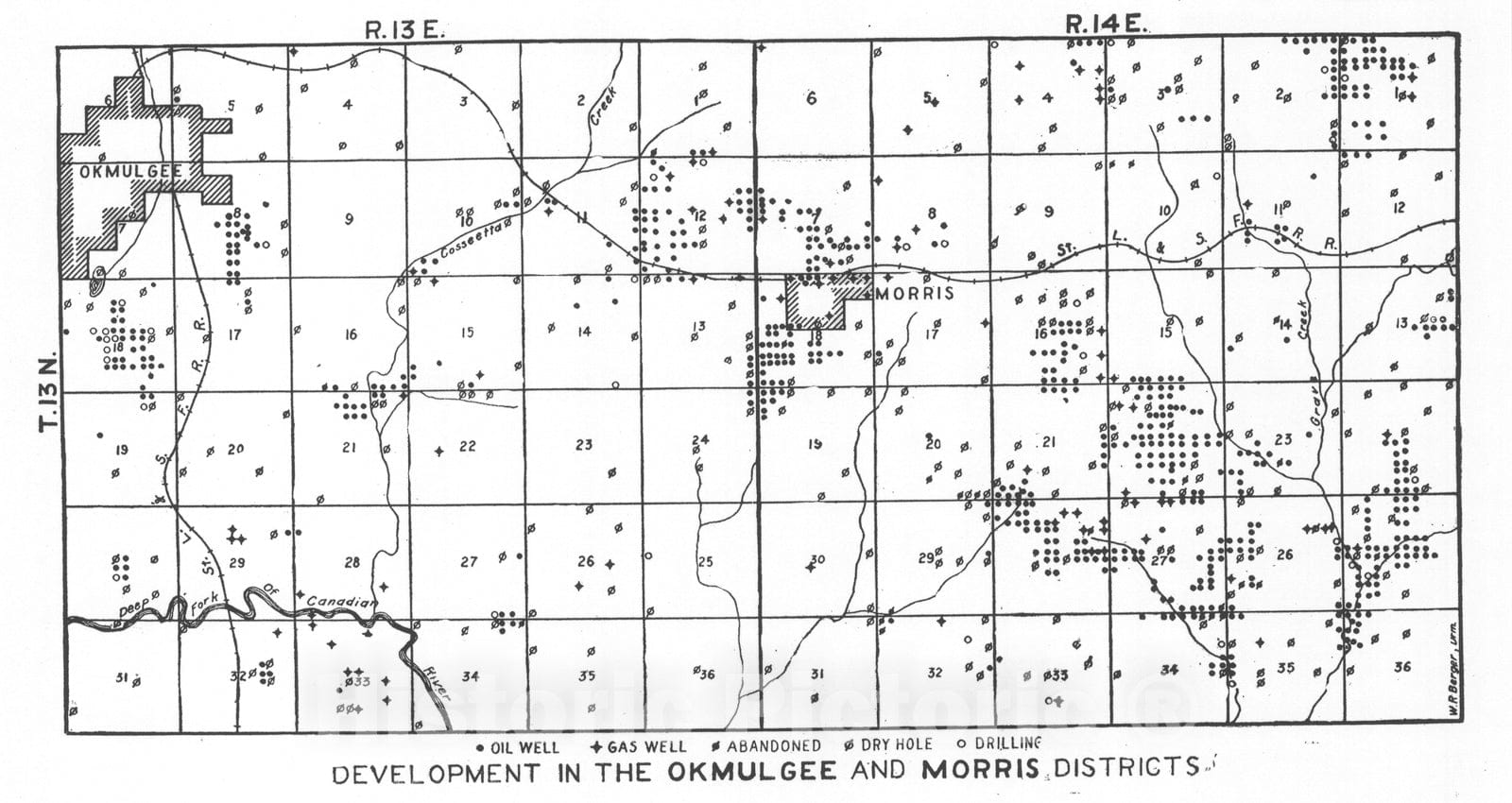 Map : Plate 29. Development in the Okmulgee and Morris districts, 1915 ...