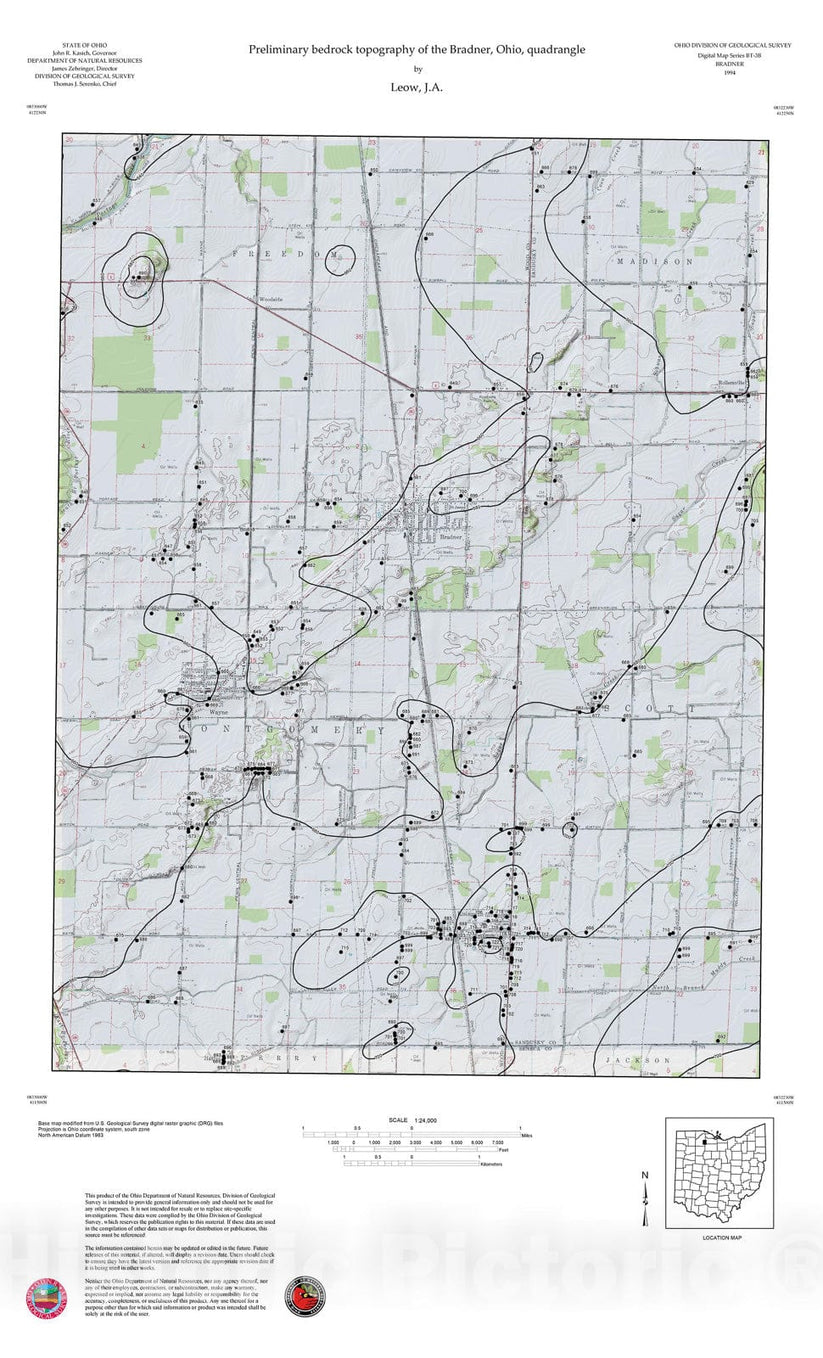 Map : Preliminary bedrock topography of the Bradner, Ohio, quadrangle ...