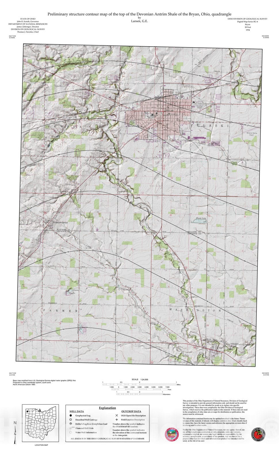 Map : Preliminary structure contour map of the top of the Devonian Ant ...