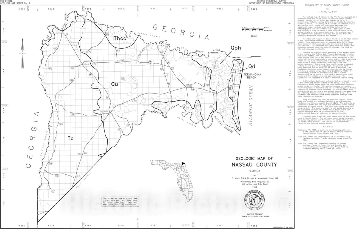 Map Geologic Map Of Nassau County Florida 1992 Cartography Wall Ar 6519