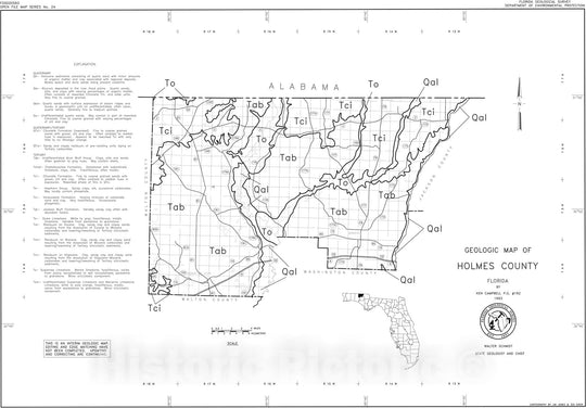 Map : Geologic map of Holmes County, Florida, 1993 Cartography Wall Ar ...