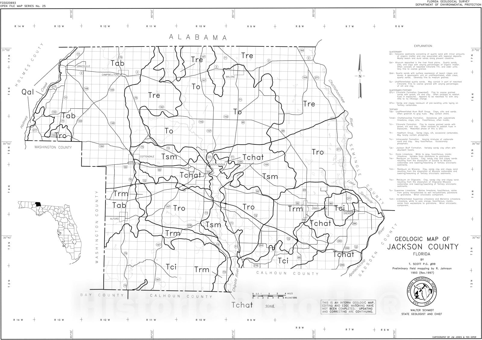 Map : Geologic map of Jackson County, Florida, 1993 Cartography Wall A ...