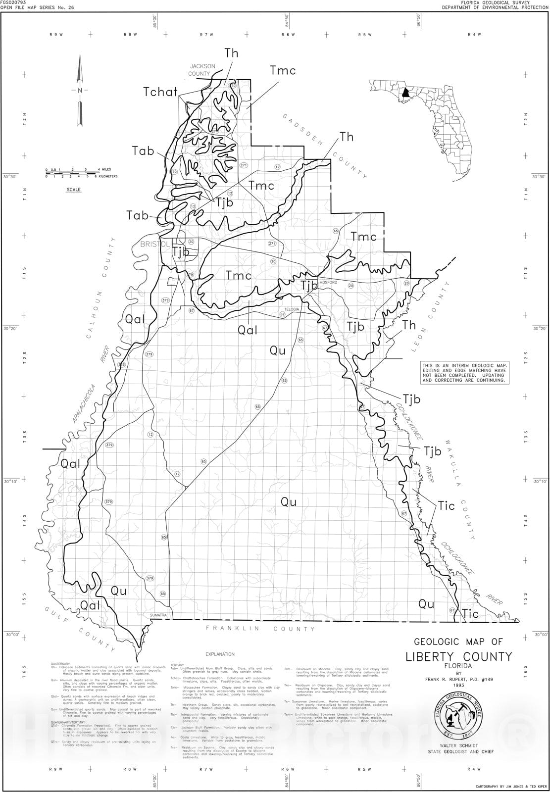 Map : Geologic map of Liberty County, Florida, 1993 Cartography Wall A ...